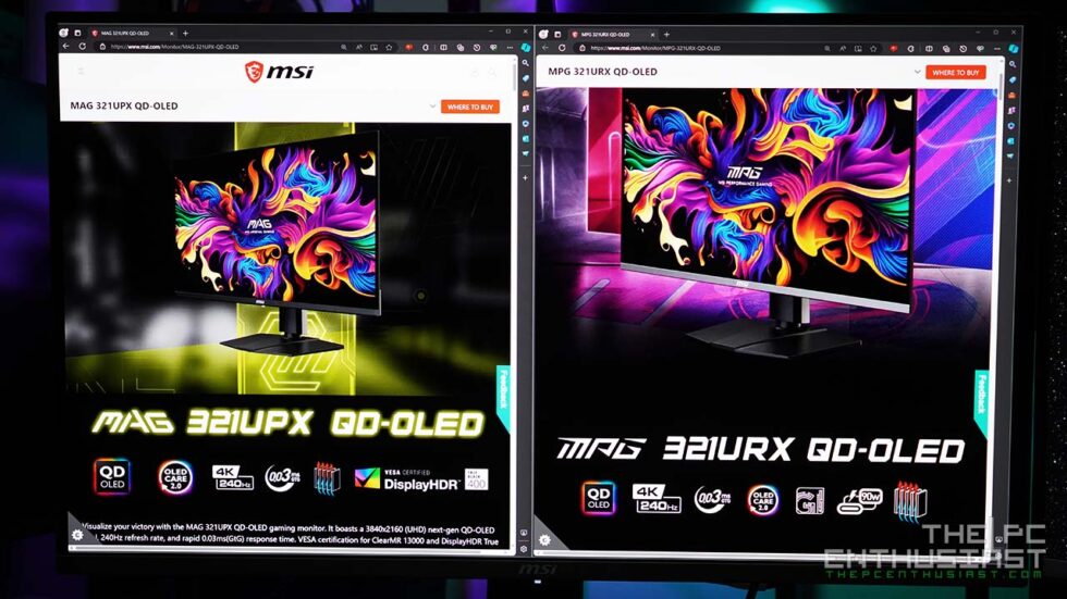MSI MPG 321URX vs. MAG 321UPX vs. 321UP QD-OLED - Which 4K OLED Gaming ...